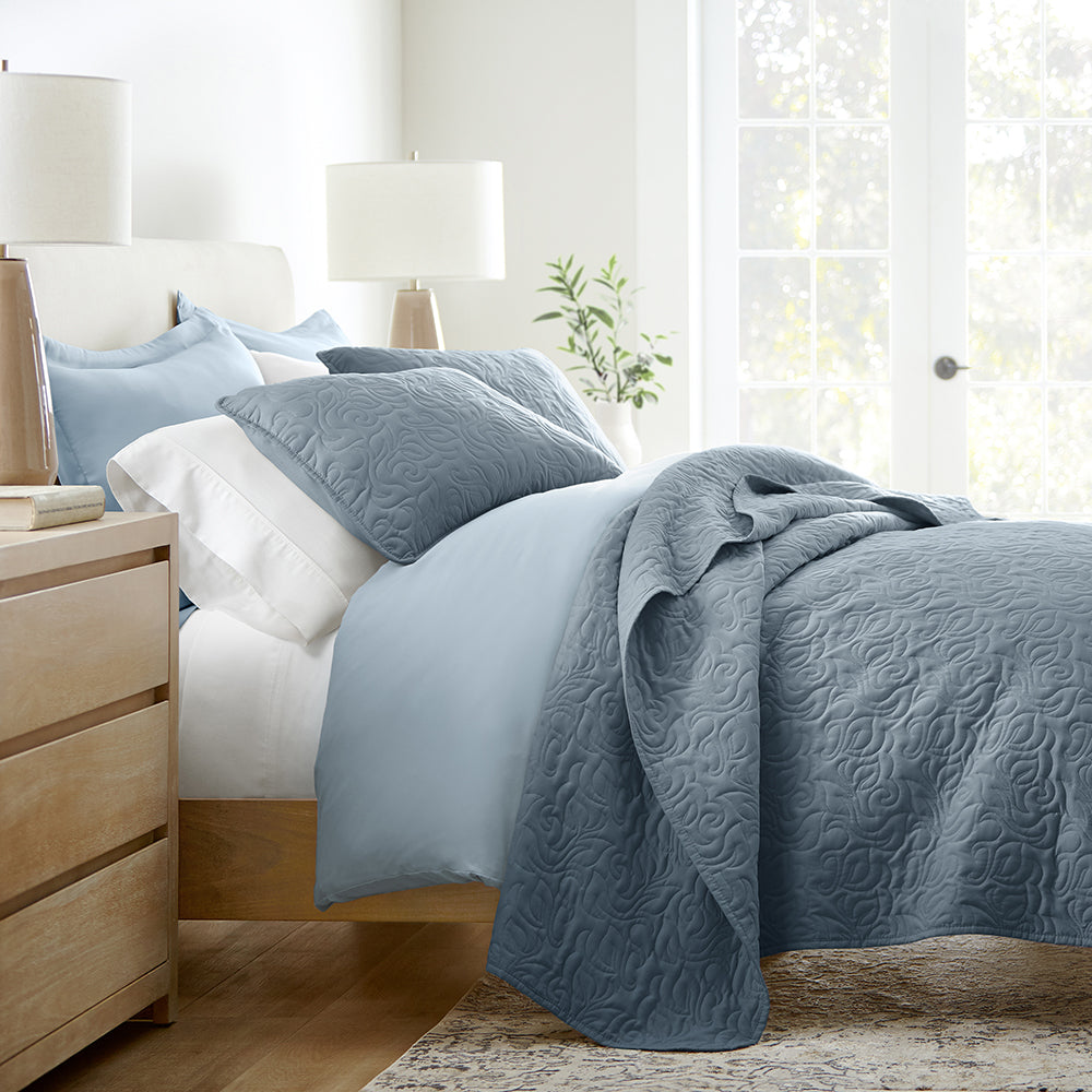 Buy 3-Piece Floral Stitch Quilted Coverlet Set | LINENS & HUTCH
