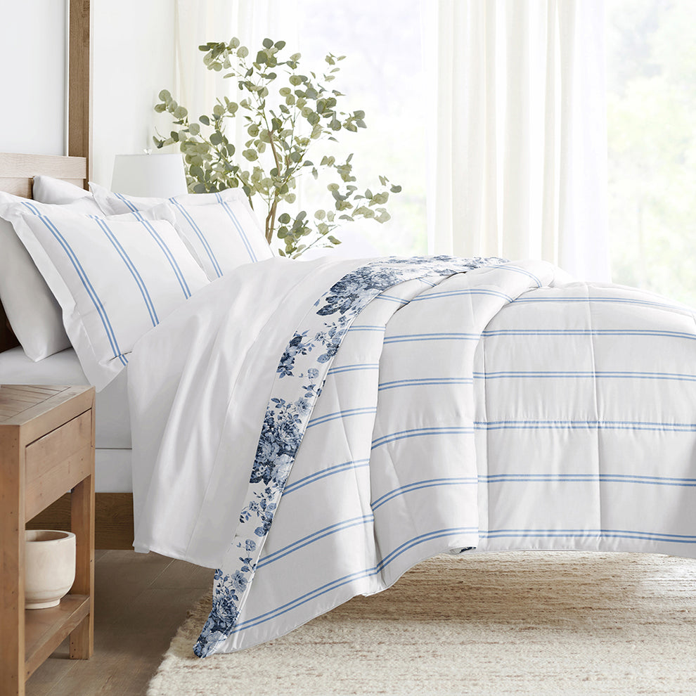 Cabbage Rose Reversible Down-Alternative Comforter Set – Linens And Hutch