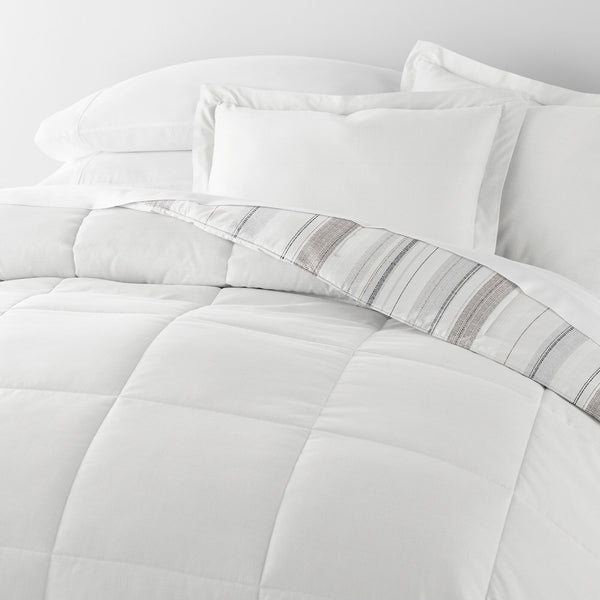 Vertical Stripe Reversible Down-Alternative Comforter Set – Linens And ...