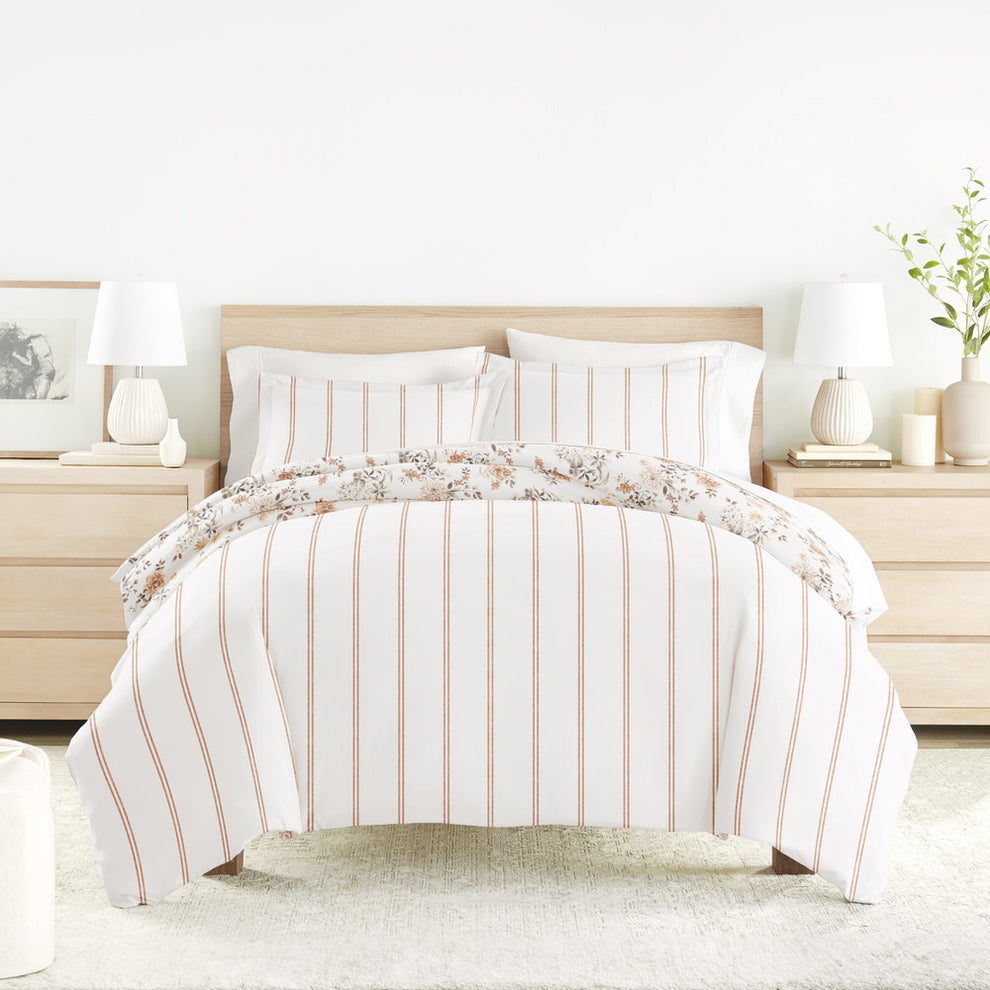 Sunset Garden Pattern 3-Piece Reversible Duvet Cover Set – Linens And Hutch