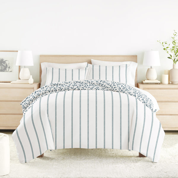 Watercolor Vines Pattern 3-Piece Reversible Duvet Cover Set – Linens ...