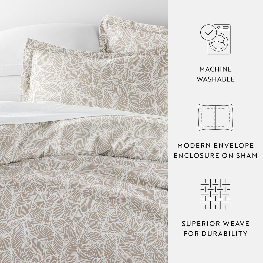 Linear Leaves Pattern 3-Piece Duvet Cover Set – Linens And Hutch