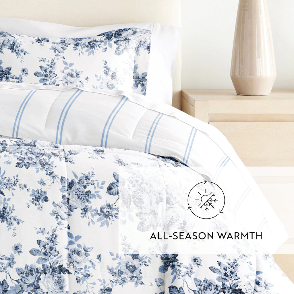 Buy Cabbage Rose Reversible Down-Alternative Comforter Set | LINENS & HUTCH