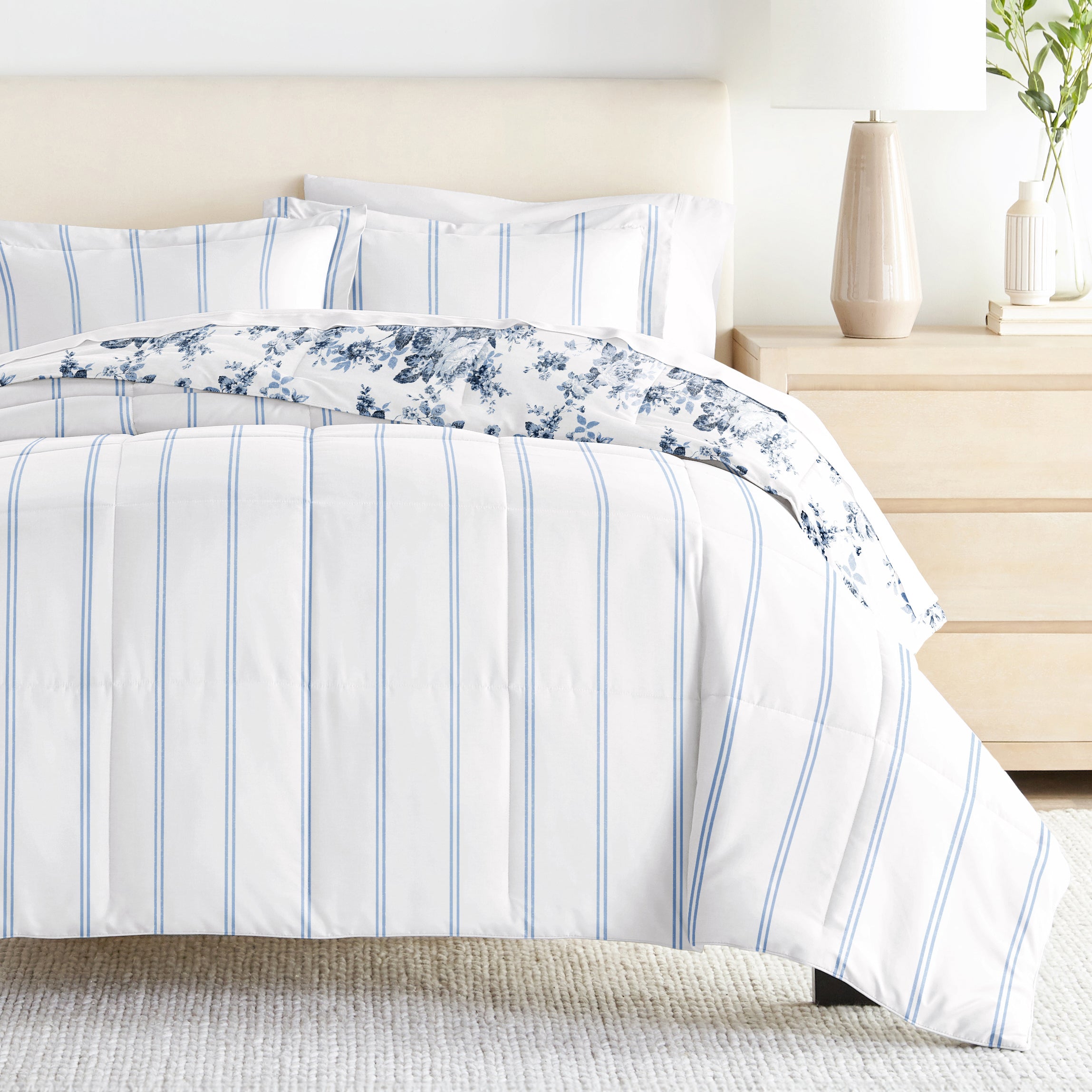 Buy Cabbage Rose Reversible Down-Alternative Comforter Set | LINENS & HUTCH