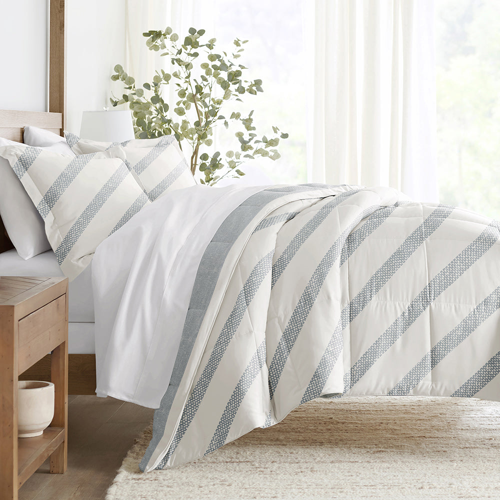 Distressed Stripe Reversible Down-Alternative Comforter Set – Linens ...