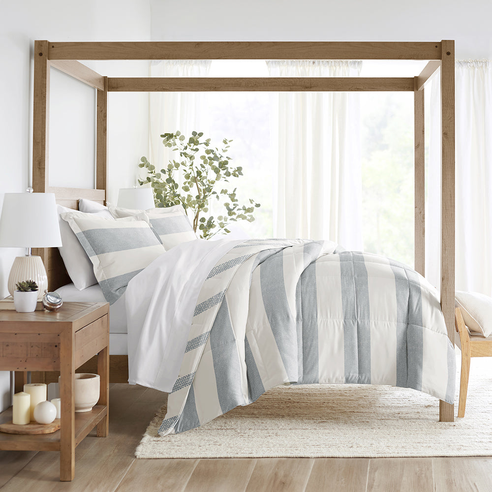 Distressed Stripe Reversible Down-Alternative Comforter Set – Linens ...
