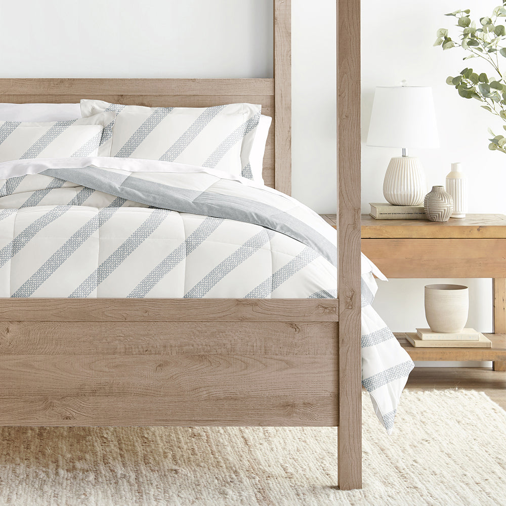 Distressed Stripe Reversible Down-Alternative Comforter Set – Linens ...