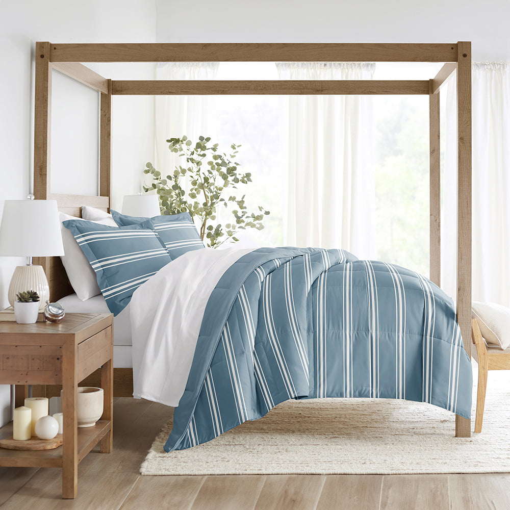 Soft Stripe Reversible Down-Alternative Comforter Set – Linens And Hutch