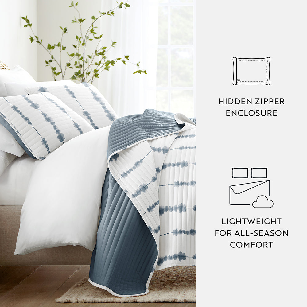 Shibori Reversible Quilted Coverlet Set – Linens And Hutch