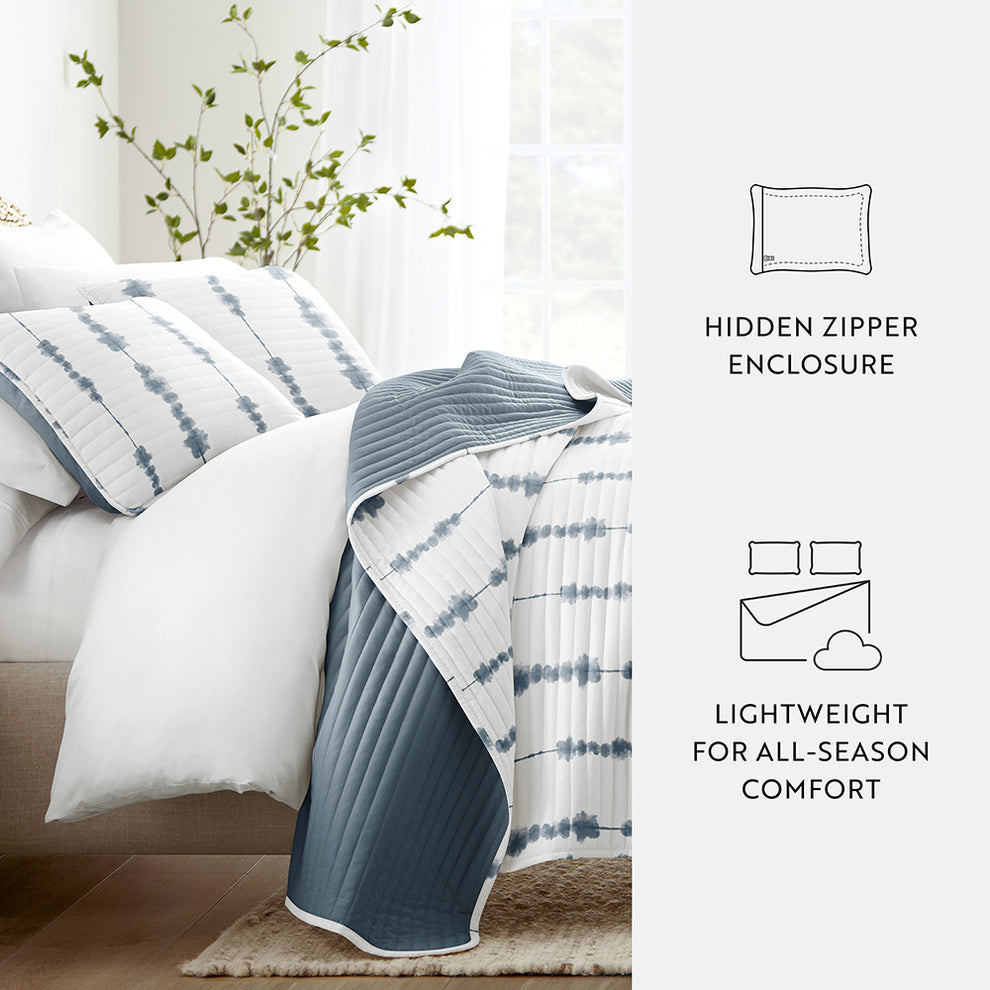 Shibori Reversible Quilted Coverlet Set – Linens And Hutch