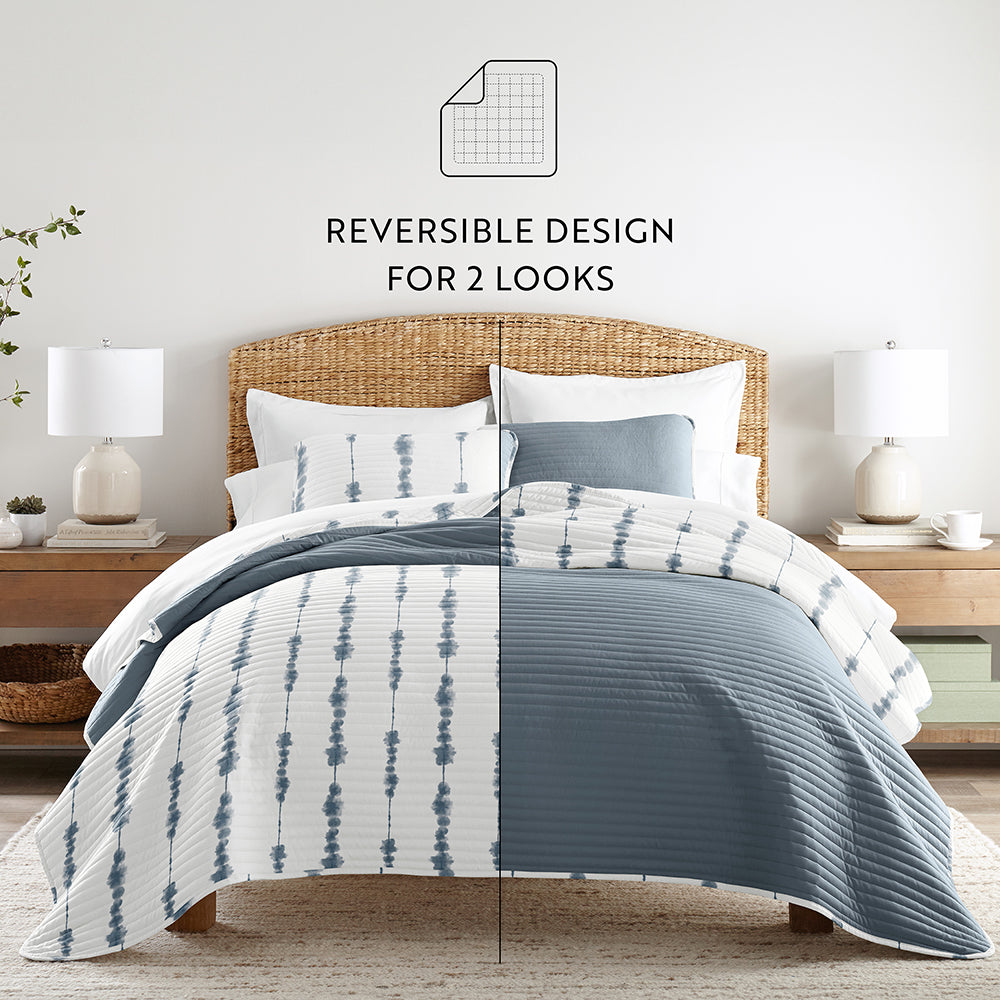 Shibori Reversible Quilted Coverlet Set – Linens And Hutch