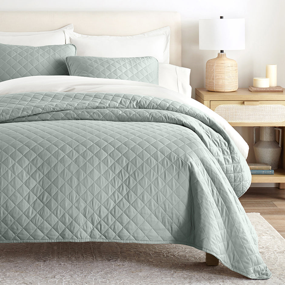 Solid Stitched Quilted Coverlet Sets – Linens And Hutch