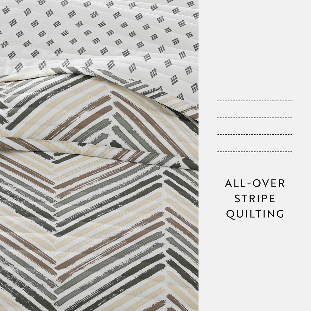 Diamond Chevron Reversible Quilted Coverlet Set – Linens And Hutch