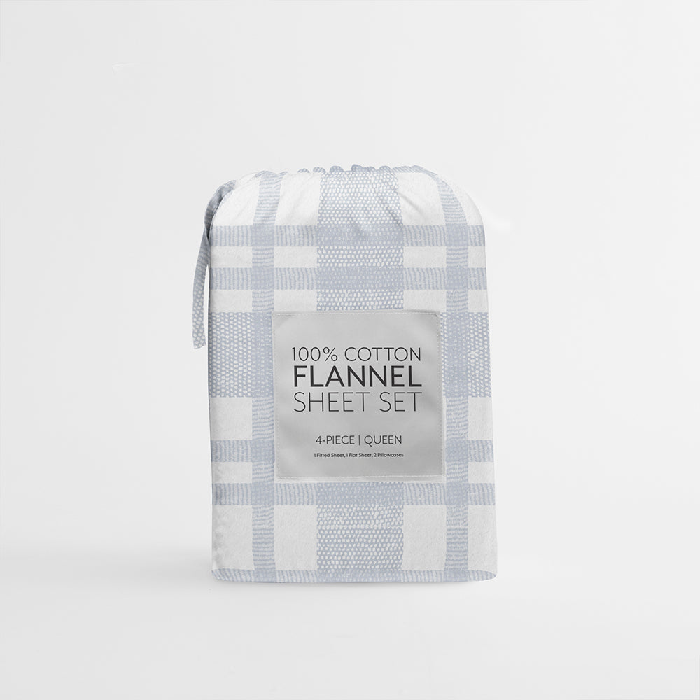 Buy Woven 4-Piece Flannel Sheet Set (King), (Light Blue) | LINENS & HUTCH