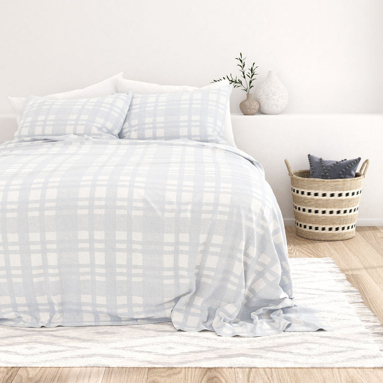 Buy Woven 4-Piece Flannel Sheet Set (King), (Light Blue) | LINENS & HUTCH