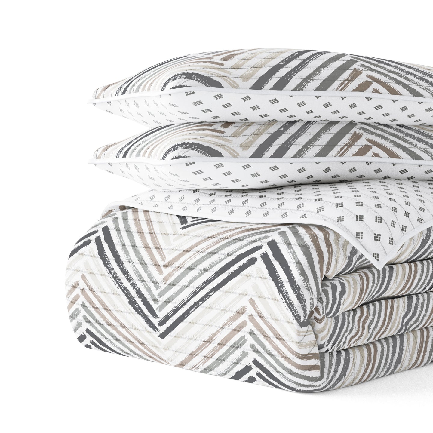 Buy Diamond Chevron Reversible Quilted Coverlet Set | LINENS & HUTCH