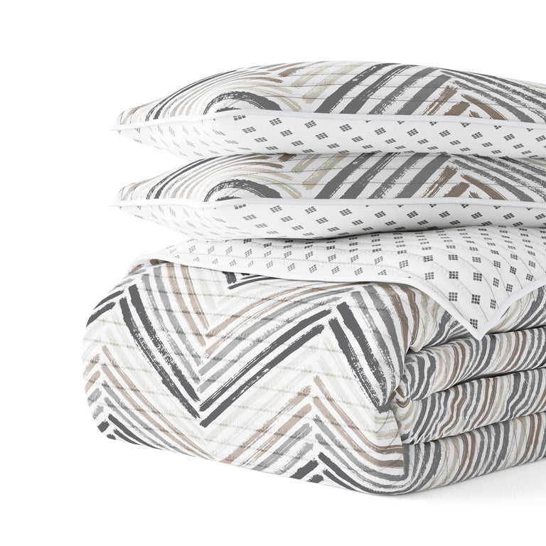 Buy Diamond Chevron Reversible Quilted Coverlet Set | LINENS & HUTCH