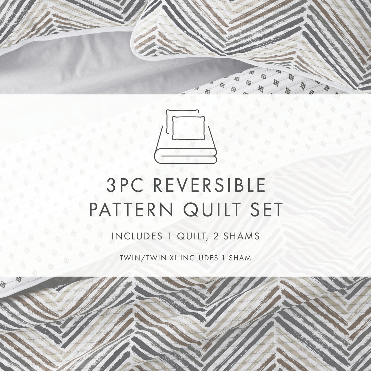 Buy Diamond Chevron Reversible Quilted Coverlet Set | LINENS & HUTCH