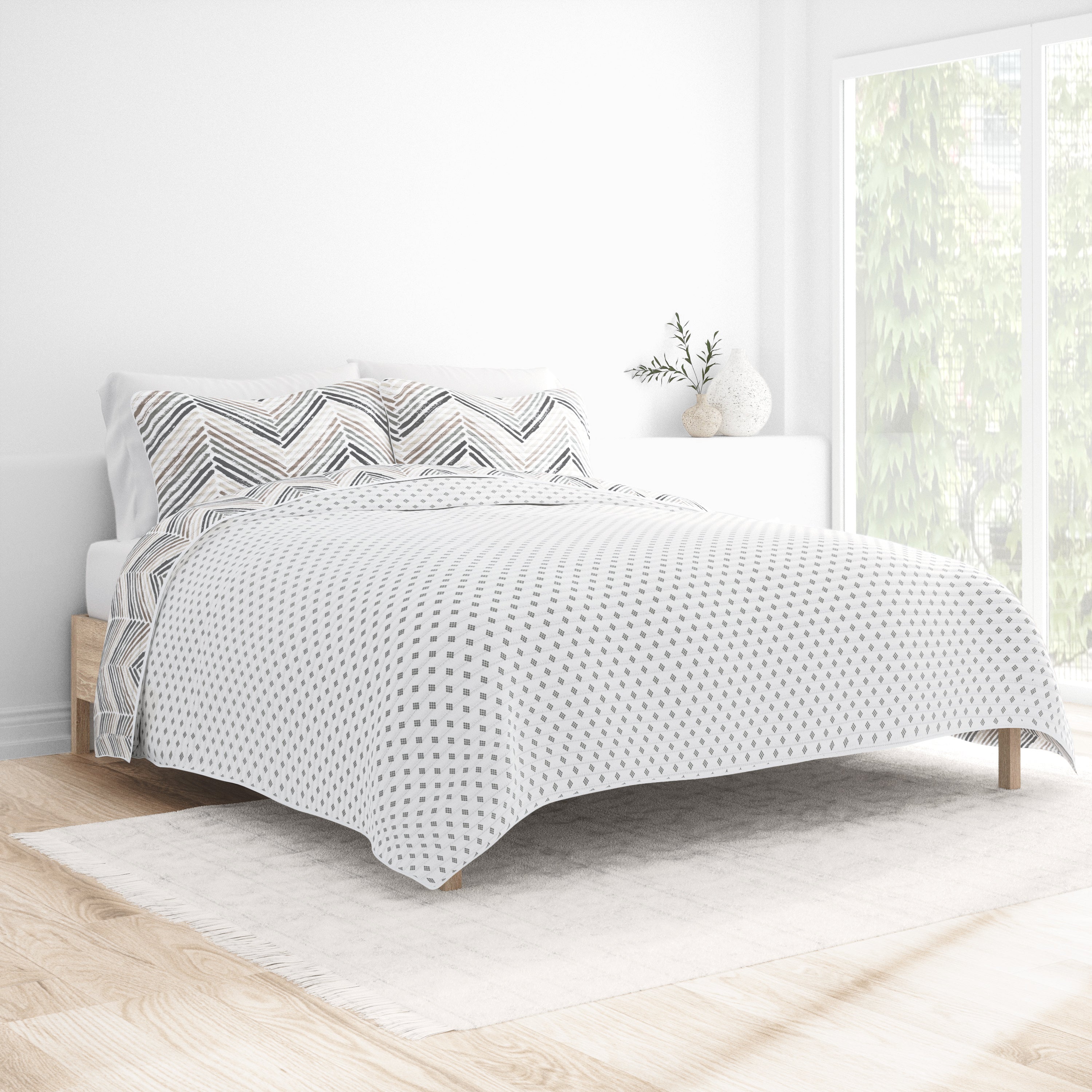 Buy Diamond Chevron Reversible Quilted Coverlet Set | LINENS & HUTCH