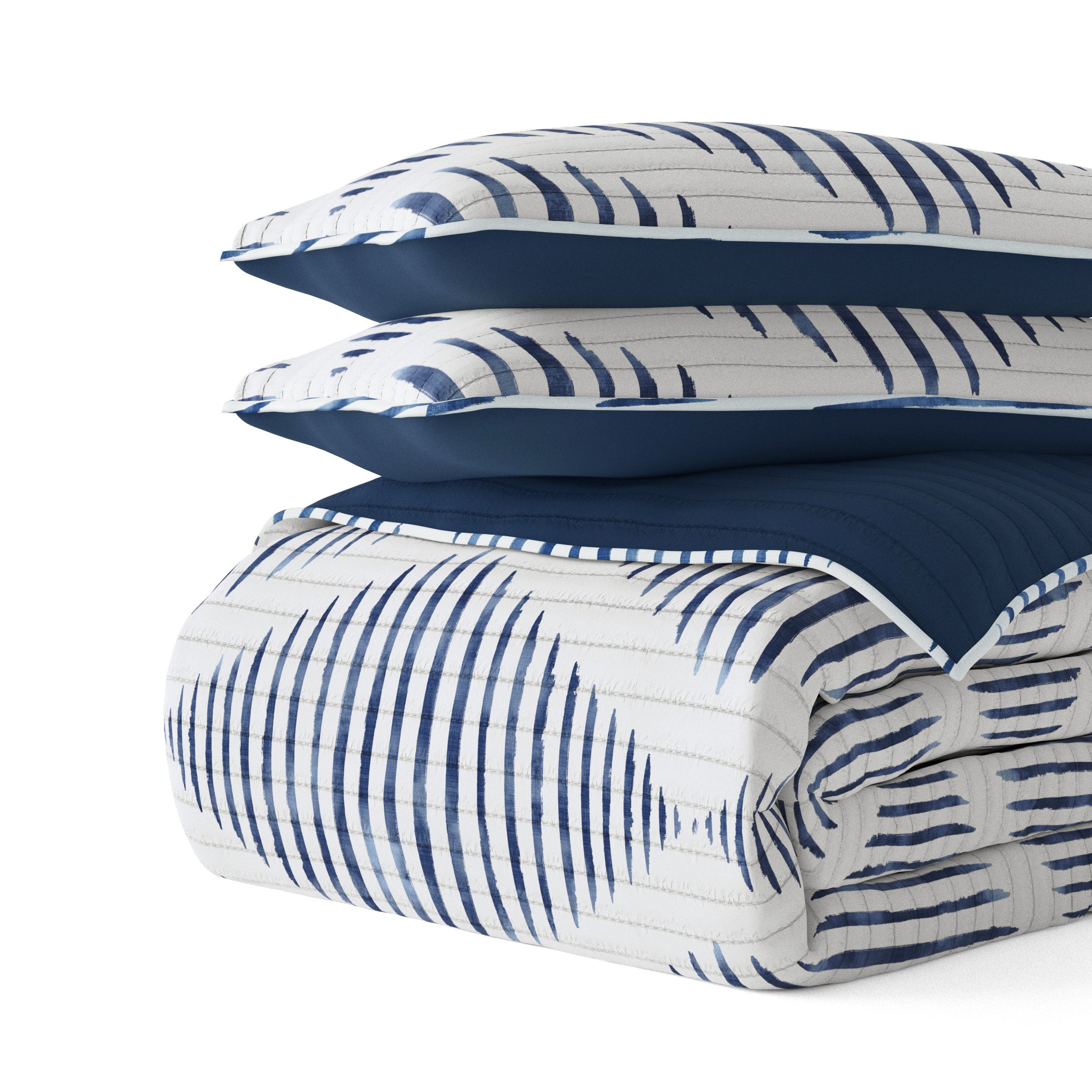 Buy Distressed Diamond Reversible Quilted Coverlet Set | LINENS & HUTCH