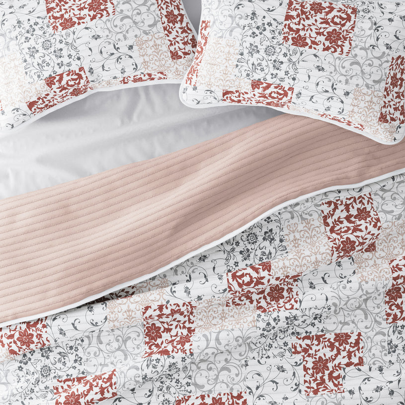 Buy Scrolled Patchwork Reversible Quilted Coverlet Set | LINENS & HUTCH