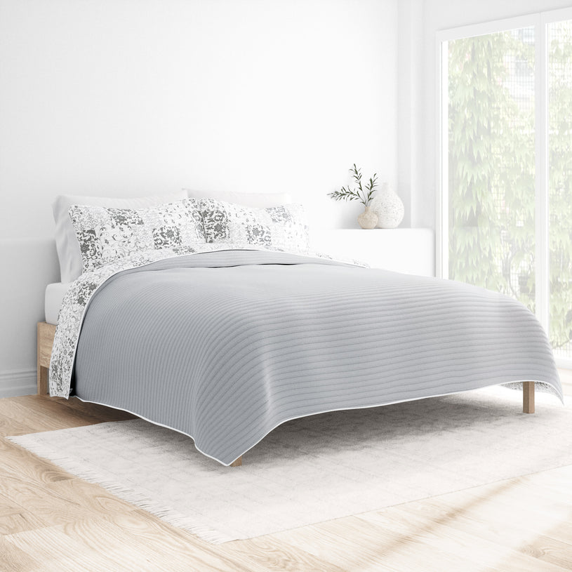 Buy Scrolled Patchwork Reversible Quilted Coverlet Set | LINENS & HUTCH