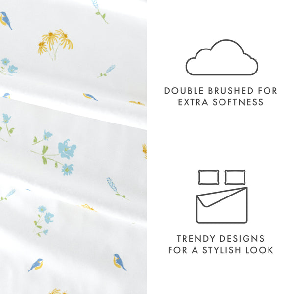 Bluebirds Pattern 4-Piece Sheet Set – Linens And Hutch
