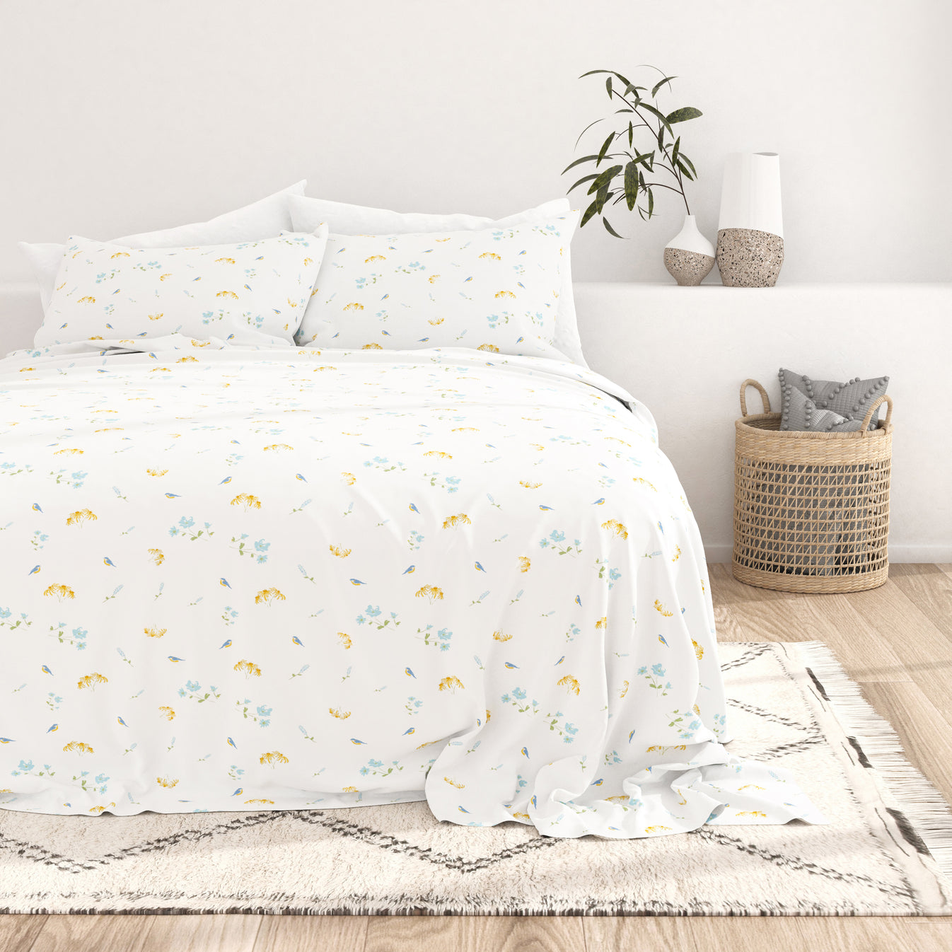Bluebirds Pattern 4-Piece Sheet Set – Linens And Hutch
