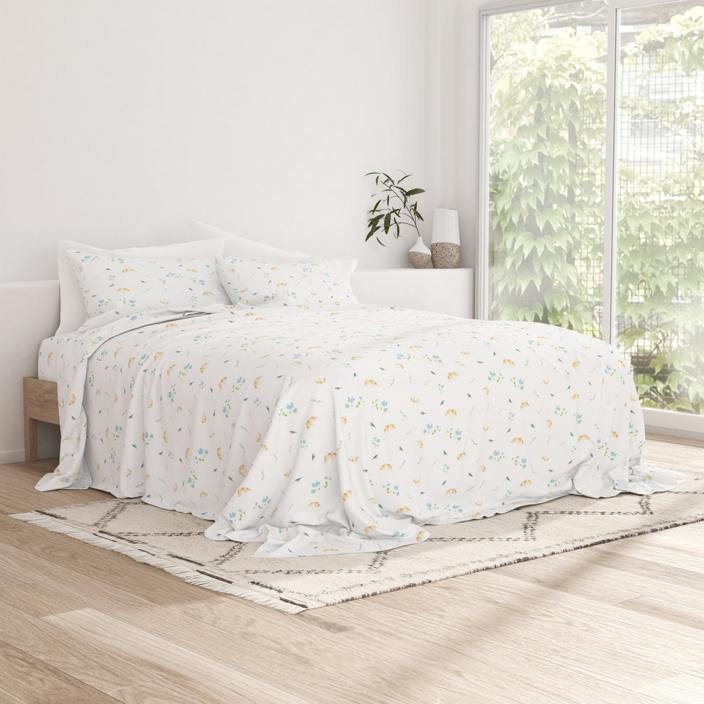 Bluebirds Pattern 4-Piece Sheet Set – Linens And Hutch