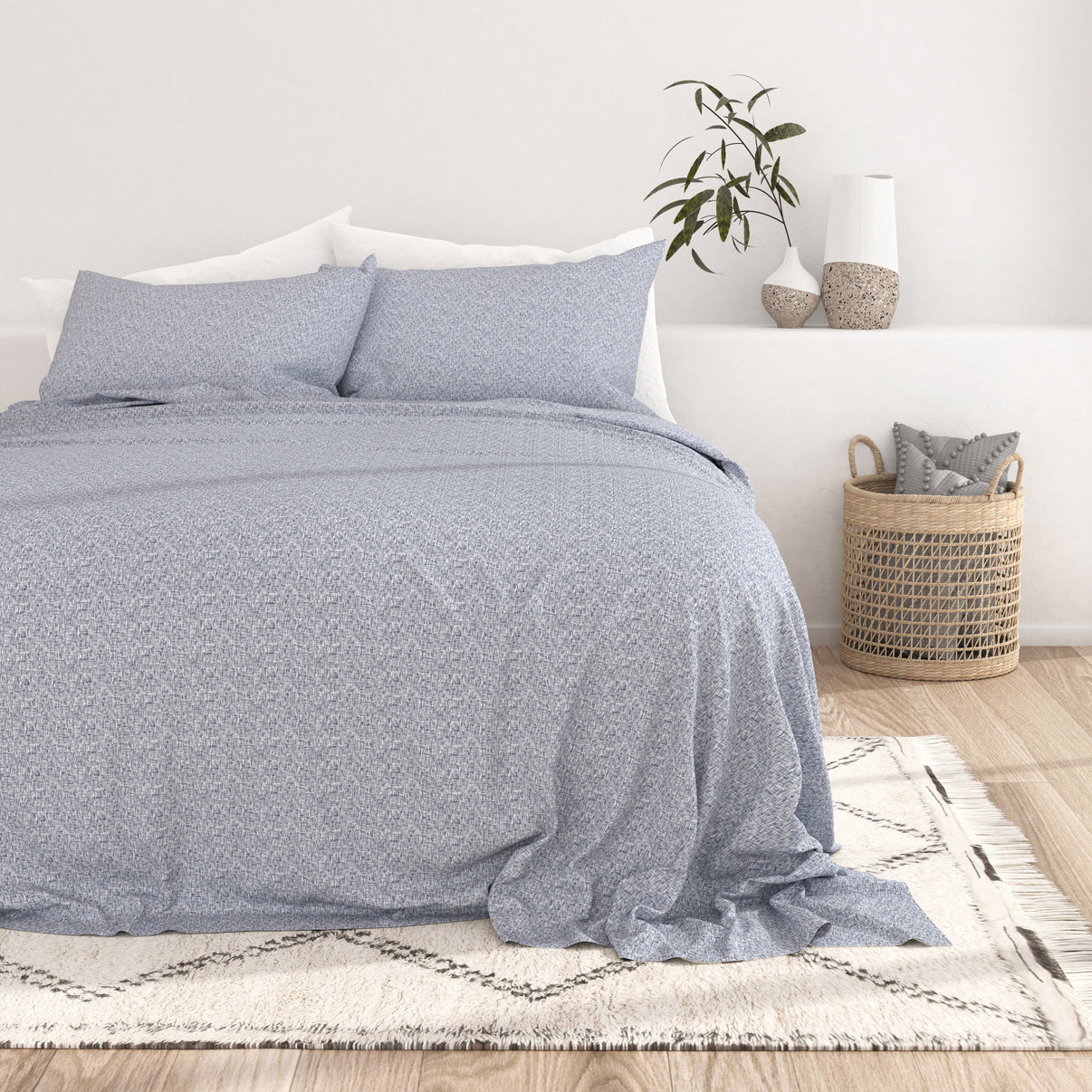 Chambray Style Pattern 4-Piece Sheet Set – Linens And Hutch