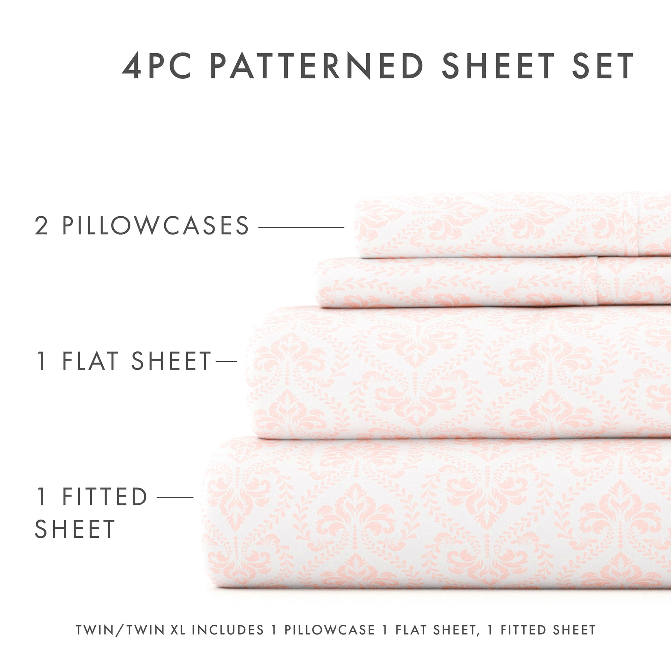 Classic in Pink Pattern 4-Piece Sheet Set – Linens And Hutch